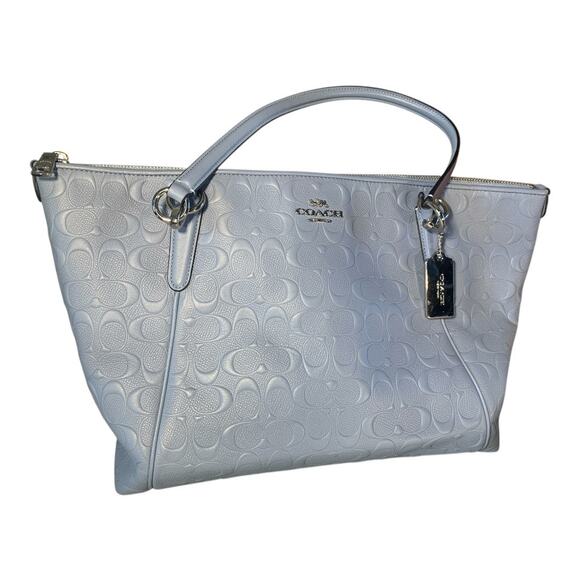 Coach | Bags | Coach Blue Leather Tote Bag | Poshmark